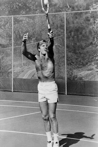 Robert Redford Beefcake 1970s Bare Chest Pose Playing Tennis 4x6 Inch