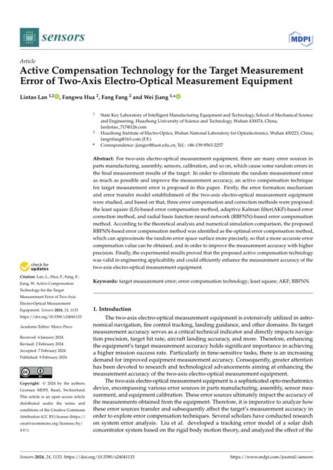 Pdf Active Compensation Technology For The Target Measurement Error Of Two Axis Electro