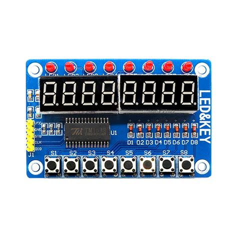 Display 7 Segmentos 8x7 Tm1638 Keyled Com Botões Programáveis Cabo