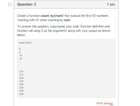 Solved Pts D Question Create A Function Count By Num Chegg
