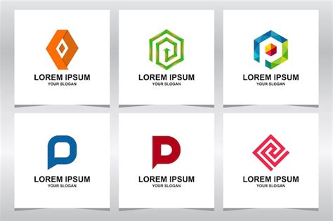 P 로고 디자인 컬렉션 프리미엄 벡터