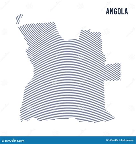 Vector Abstract Hatched Map Of Angola With Curve Lines Isolated On A White Background Stock