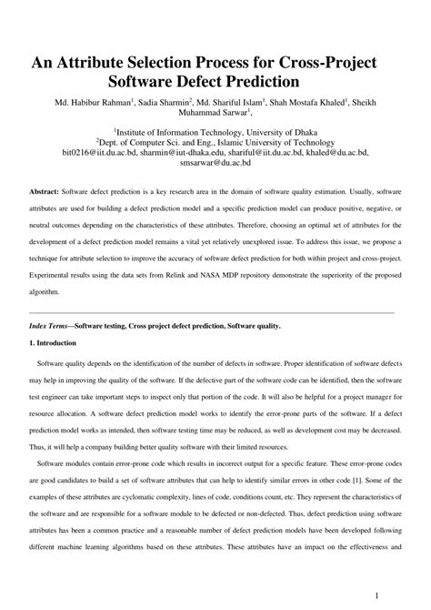 Pdf An Attribute Selection Process For Cross Project Software Defect Prediction