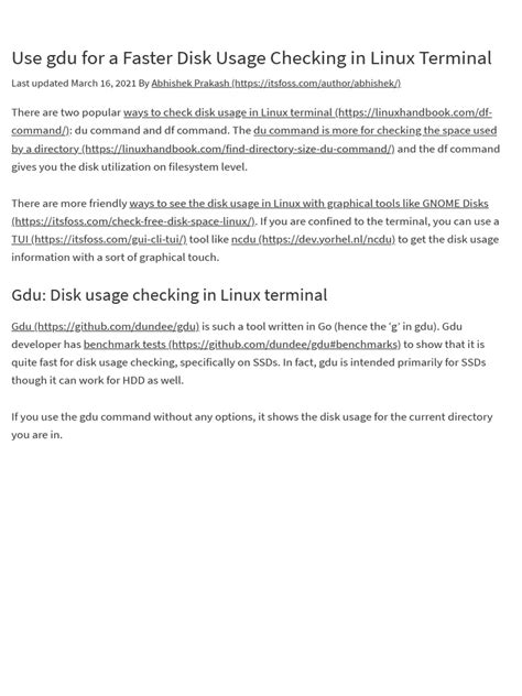 use gdu for a faster disk usage checking in linux terminal it s foss