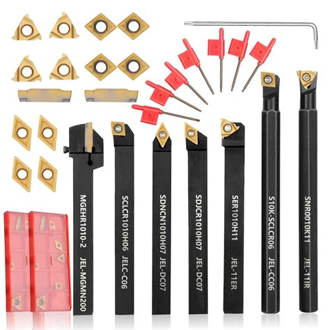 Joogto Indexable Lathe Turning Tool 21pcs Kit 38 10mm Shank 7pcs