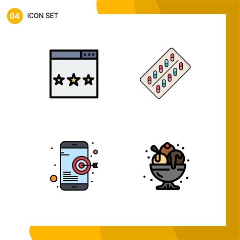 Filledline Flat Color Pack Of 4 Universal Symbols Of Engine Packet Ranking Pill Seo Editable