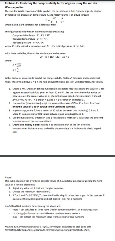 Problem 2 Predicting The Compressibility Factor Of