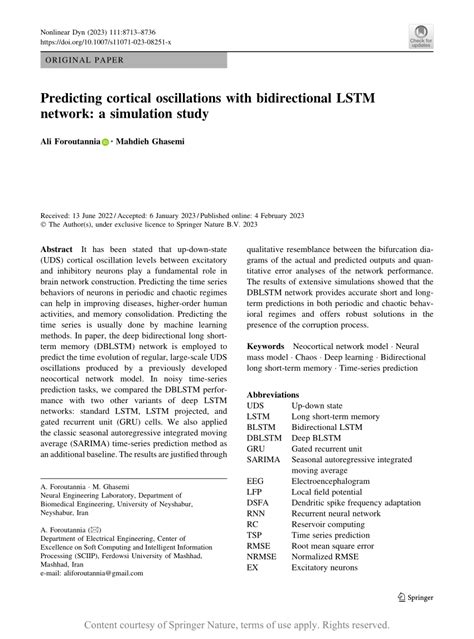 Predicting Cortical Oscillations With Bidirectional Lstm Network A