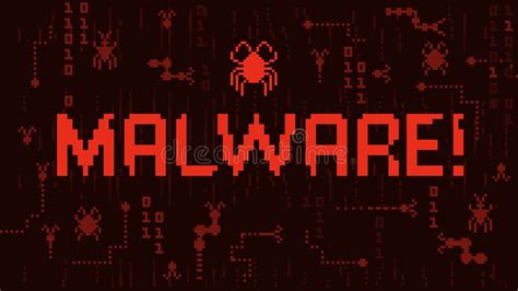 Malware Alert Pixel Art Screen Computer Virus Warning Pixelated