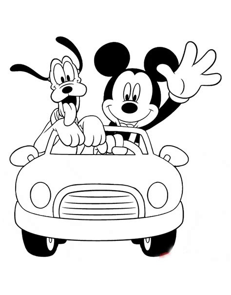 Mickey Mouse Driving Coloring Pages Mickey Mouse Drawings Mickey Mouse Coloring Pages Mickey