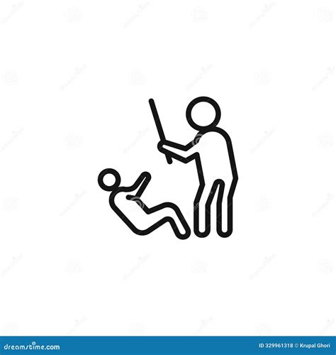 Policeman Beating Protest Icon Logo Sign Vector Outline Stock