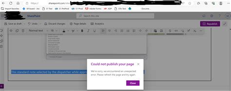 I Cant Republish A Sharepoint Page After Updating Microsoft Qanda