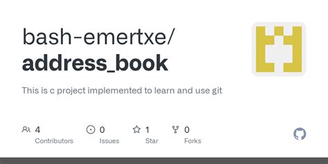 GitHub Bash Emertxe Address Book This Is C Project Implemented To Learn And Use Git