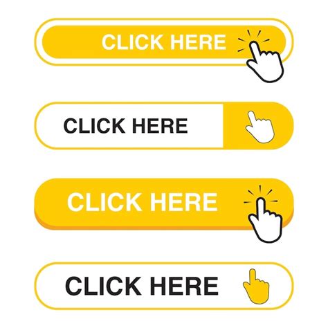 Premium Vector White And Yellow Click Here Button With A Hand