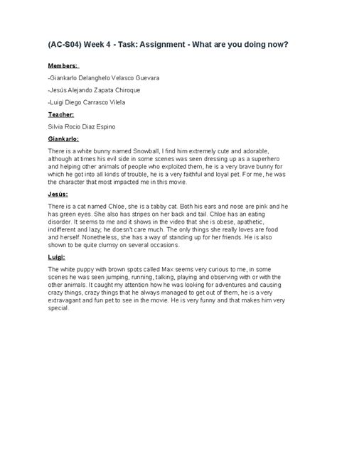 Ac S04 Week 4 Task Assignment What Are You Doing Now For Me He Was The Character That