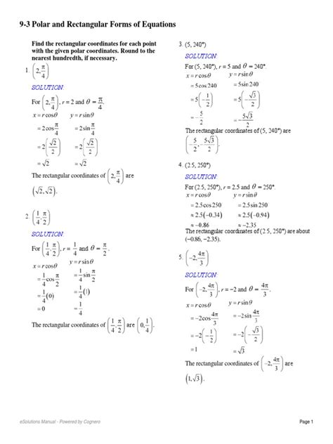 9 3 Polar And Rectangular Forms Of Equations Function Mathematics