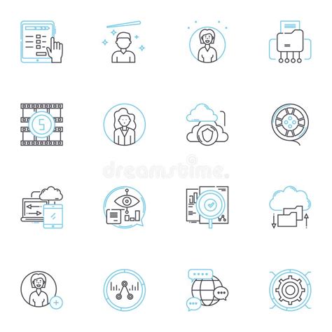 Digital Applications Linear Icons Set Innovation Interaction