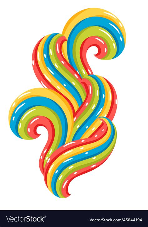 Wave Line Curls Color Striped Texture Royalty Free Vector