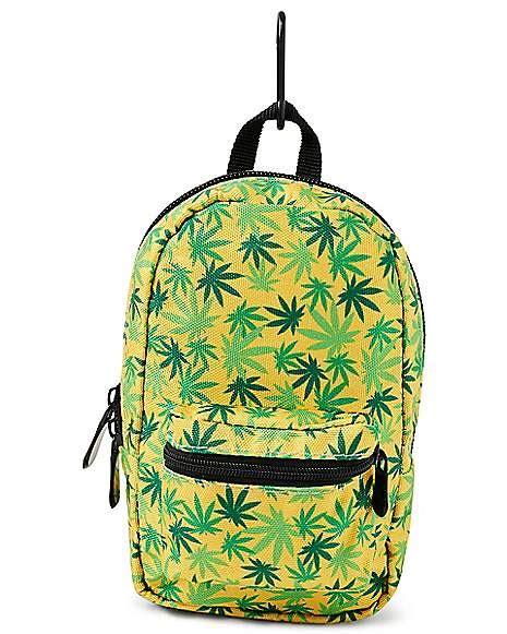 Yellow Weed Leaf Mini Backpack Keychain Spencers