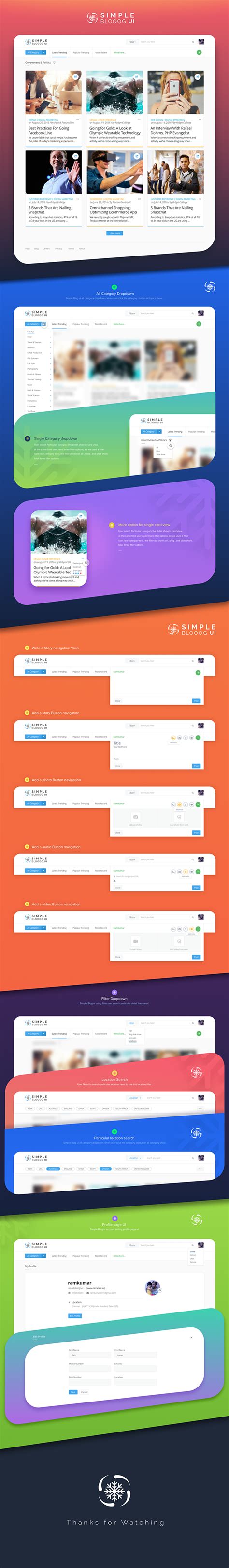 Simple Blog UI Behance