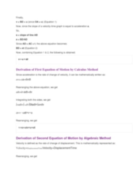 Solution Derivation Of Equation Of Motion By Algebraic Method