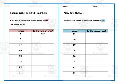 Odd Or Even Worksheet Set 2 By Teach Simple