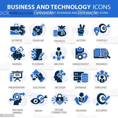 비즈니스 데이터 분석 조직 관리 및 기술 아이콘 세트입니다 팀워크 전략 계획 마케팅 클라우드 기술 데이터 분석 직원 아이콘 세트