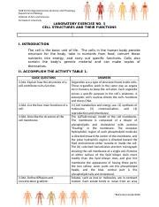 LEC ACTIVITY3 THE CELL STRUCTURE AND THEIR FUNCTIONS Docx NUR11O1 Integrated Human Anatomy And