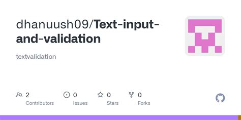 GitHub Dhanuush Text Input And Validation Textvalidation