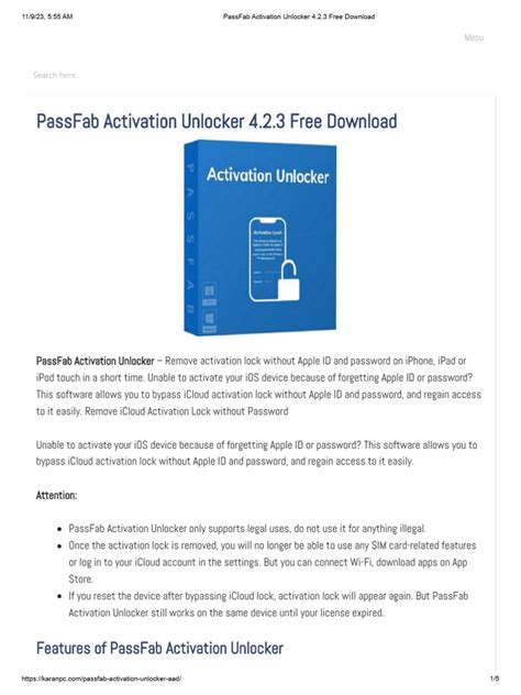 Passfab Activation Unlocker 423 Pdf Ios I Cloud