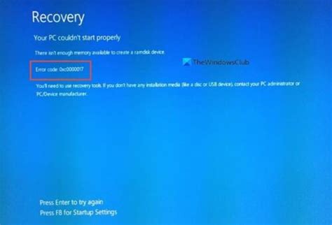 There Isnt Enough Memory Available To Create A Ramdisk Device