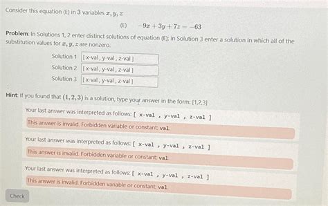 Solved Consider This Equation E In 3 Variables Chegg Com