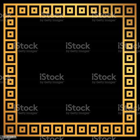 황금 둥근 그리스 프레임 검은 배경에 고립 된 전통적인 패턴이있는 황금 원 프레임 그리스 원형 장식품 테두리 템플릿 0명에 대한 스톡 벡터 아트 및 기타 이미지 Istock