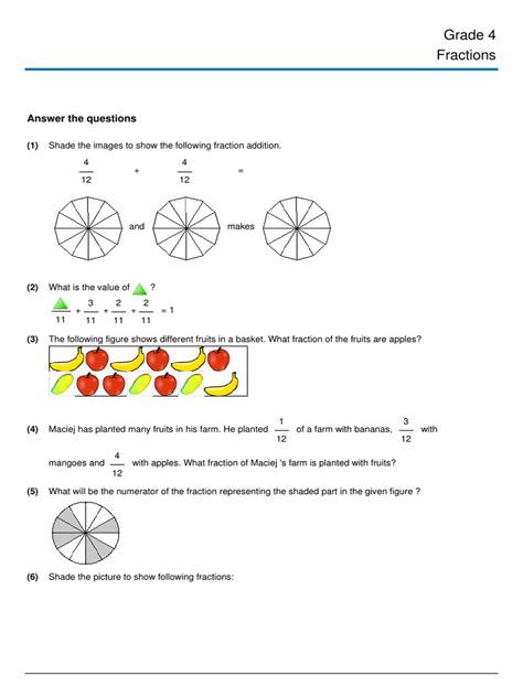 Grade 4 Fractions Pdf Lexicology Mathematical Notation