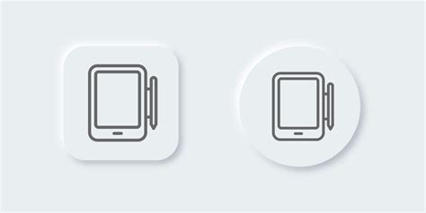Tablet Line Icon In Neomorphic Design Style Device Signs Vector