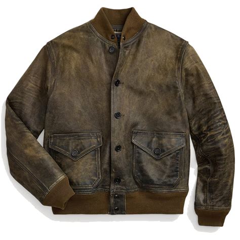 Rrl By Ralph Lauren Indigo Leather Bomber Jacket Vintage Indigo The