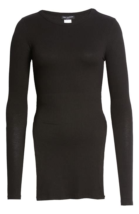 Naked Wardrobe Step Hem Crewneck Rib Top Nordstrom