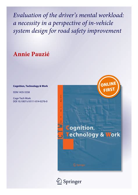 Pdf Evaluation Of The Drivers Mental Workload A Necessity In A Perspective Of In Vehicle