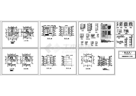 某三层框架结构现代别墅设计cad全套建筑施工图（甲级院设计）居住建筑土木在线