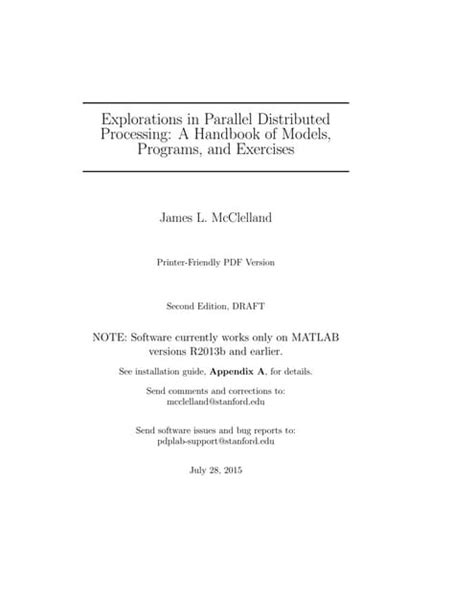 Explorations In Parallel Distributed Processing A Handbook Of Models Programs And Exercises Pdf