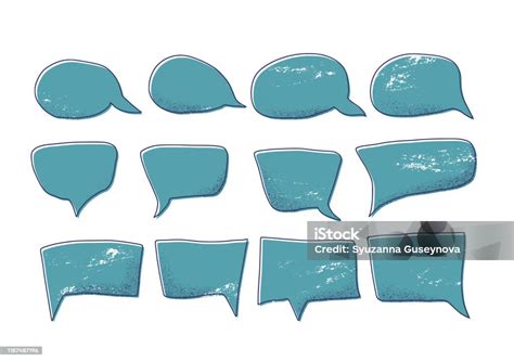 음성 거품 손으로 그린 세트입니다 벡터 일러스트레이션 개체 그룹에 대한 스톡 벡터 아트 및 기타 이미지 개체 그룹 구름 그리기 Istock