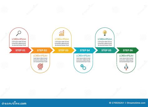 Timeline 6 Steps Six 6 Option Shape Table Chart Elements With Steps Road Map Options Milestone