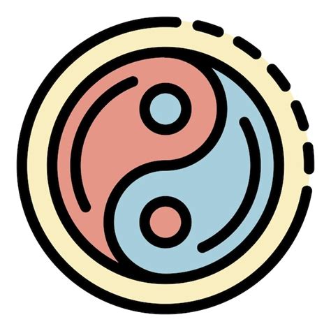 Yin Yang Zeichen Symbol Umriss Yin Yang Zeichen Vektor Symbon Farbe Flach Isoliert Premium Vektor
