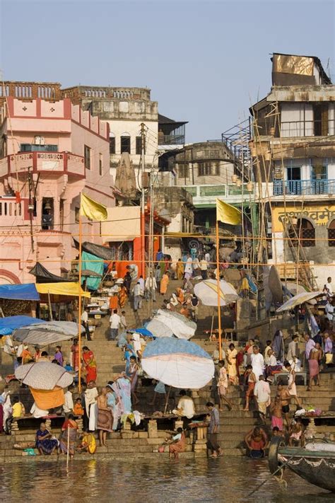 Hindu Ghats River Ganges Varanasi Editorial Photo Image Of Crowd Holy