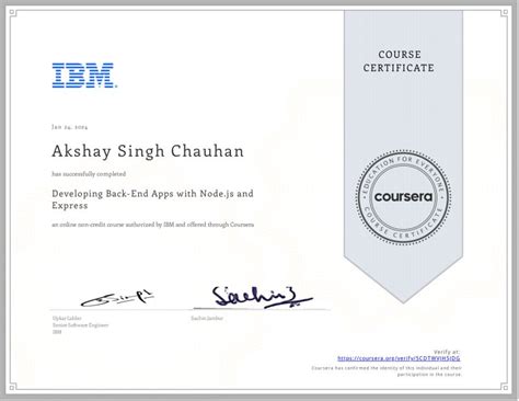 Akshay Singh Chauhan On Linkedin Nodejs Expressjs Webdevelopment Certification Coursera Ibm