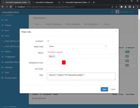 Stored Cross Site Scripting Vulnerability On Highlight Row In