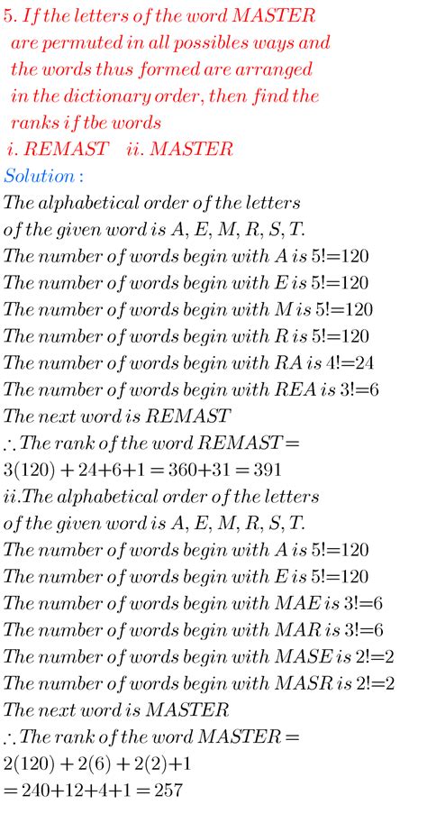 Inter Maths Solutions For Permutations And Combinationsexercise 5a5b5c5d5e
