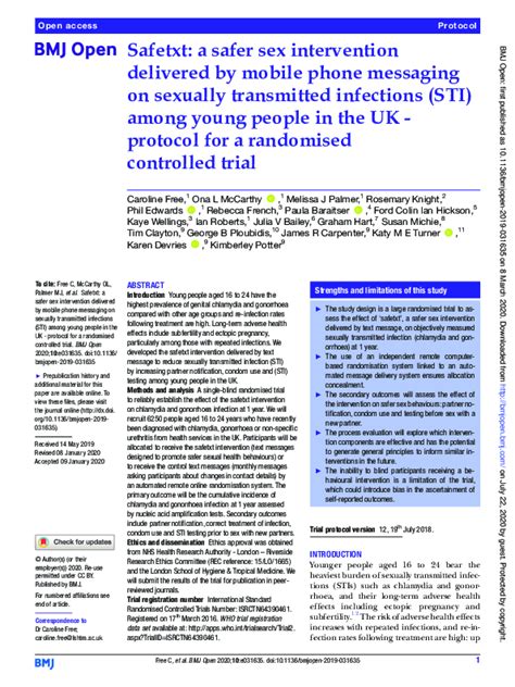 Pdf Safetxt A Safer Sex Intervention Delivered By Mobile Phone