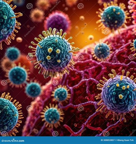 Microscopic Medical Scientific Illustration Of Bacteria Virus And Other