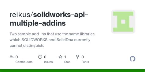 Github Reikussolidworks Api Multiple Addins Two Sample Add Ins That